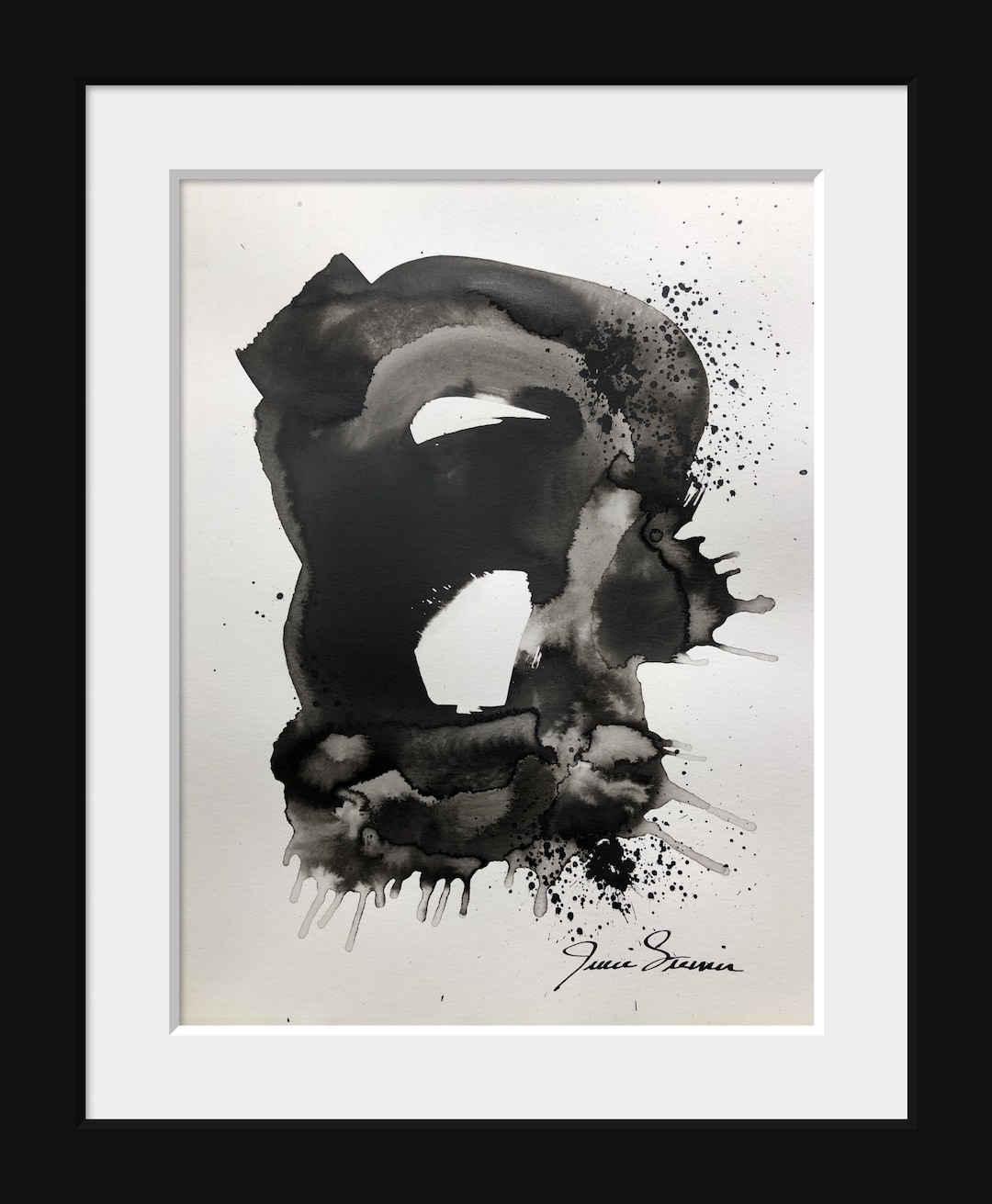 Black and White Minimalist Painting, Modern Painting, Black Ink Art ...