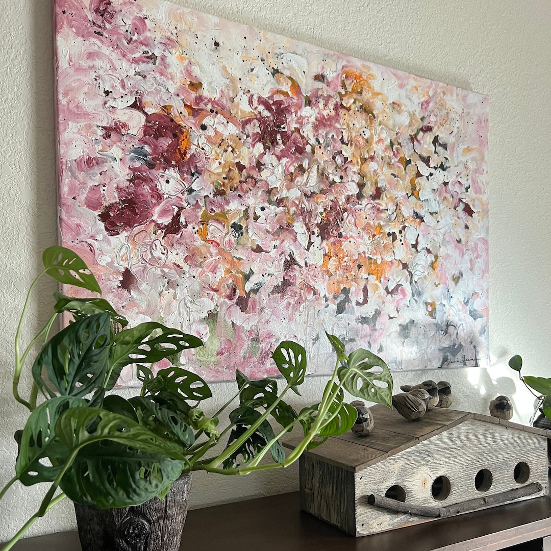 Large Flowers Painting, Acrylic Botanical Painting, Original Art for ...