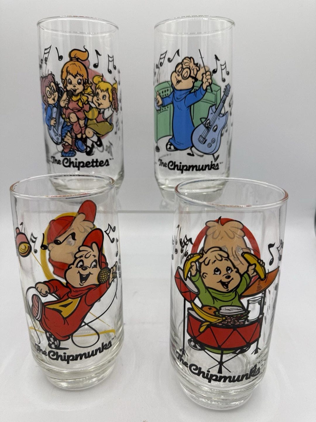 Alvin and the Chipmunks Chipettes 80s Hardees Drinking Glasses Vintage ...
