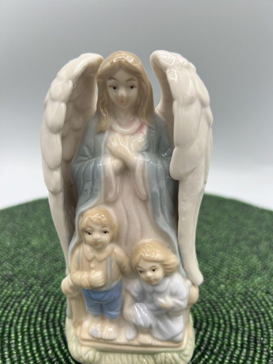 Vintage Guardian Angel Arms Crossed With Children Porcelain Figurine - Etsy