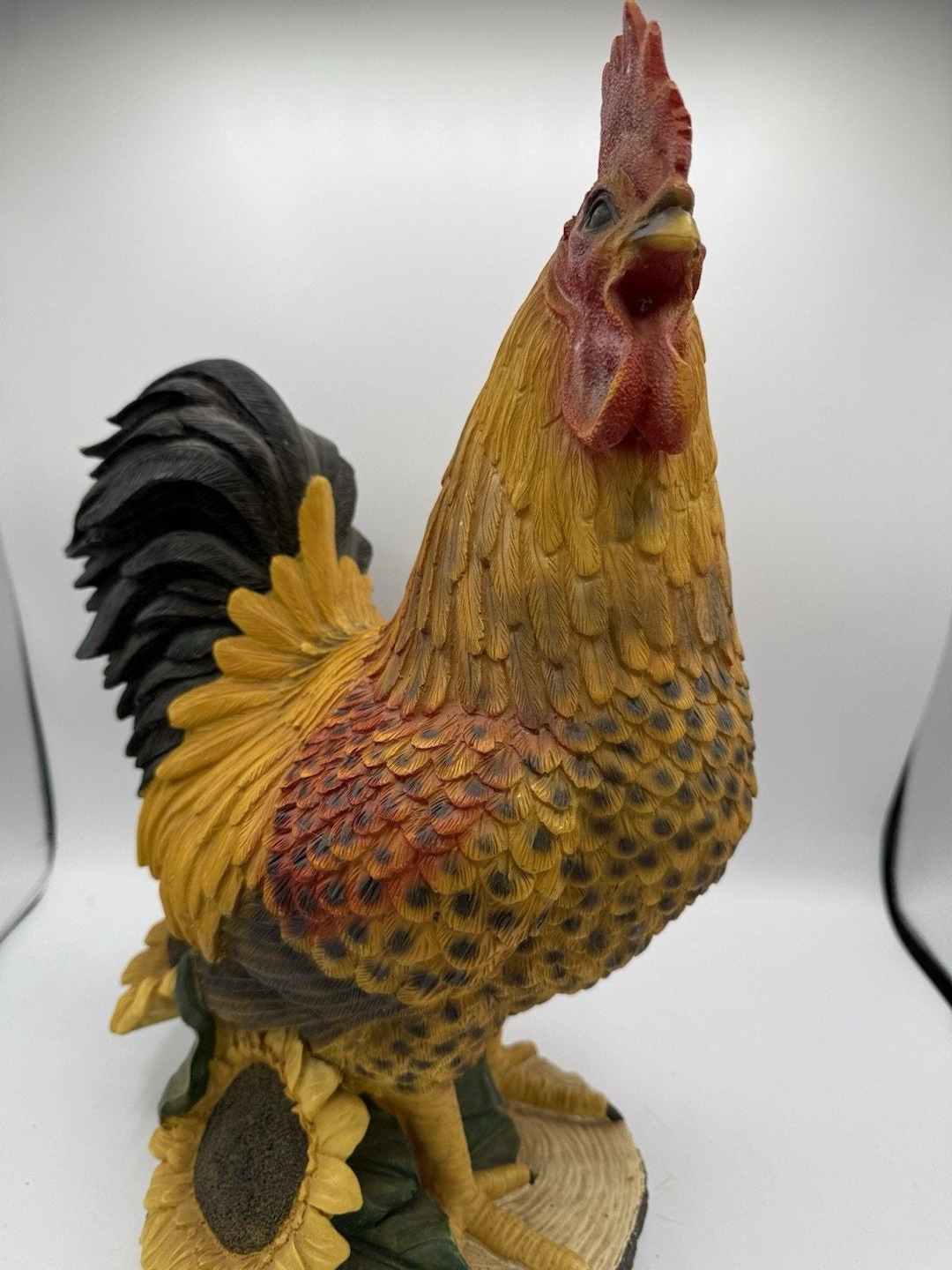 Country Farm House Rooster Figurine With Sunflowers- 15” Tall Rustic ...
