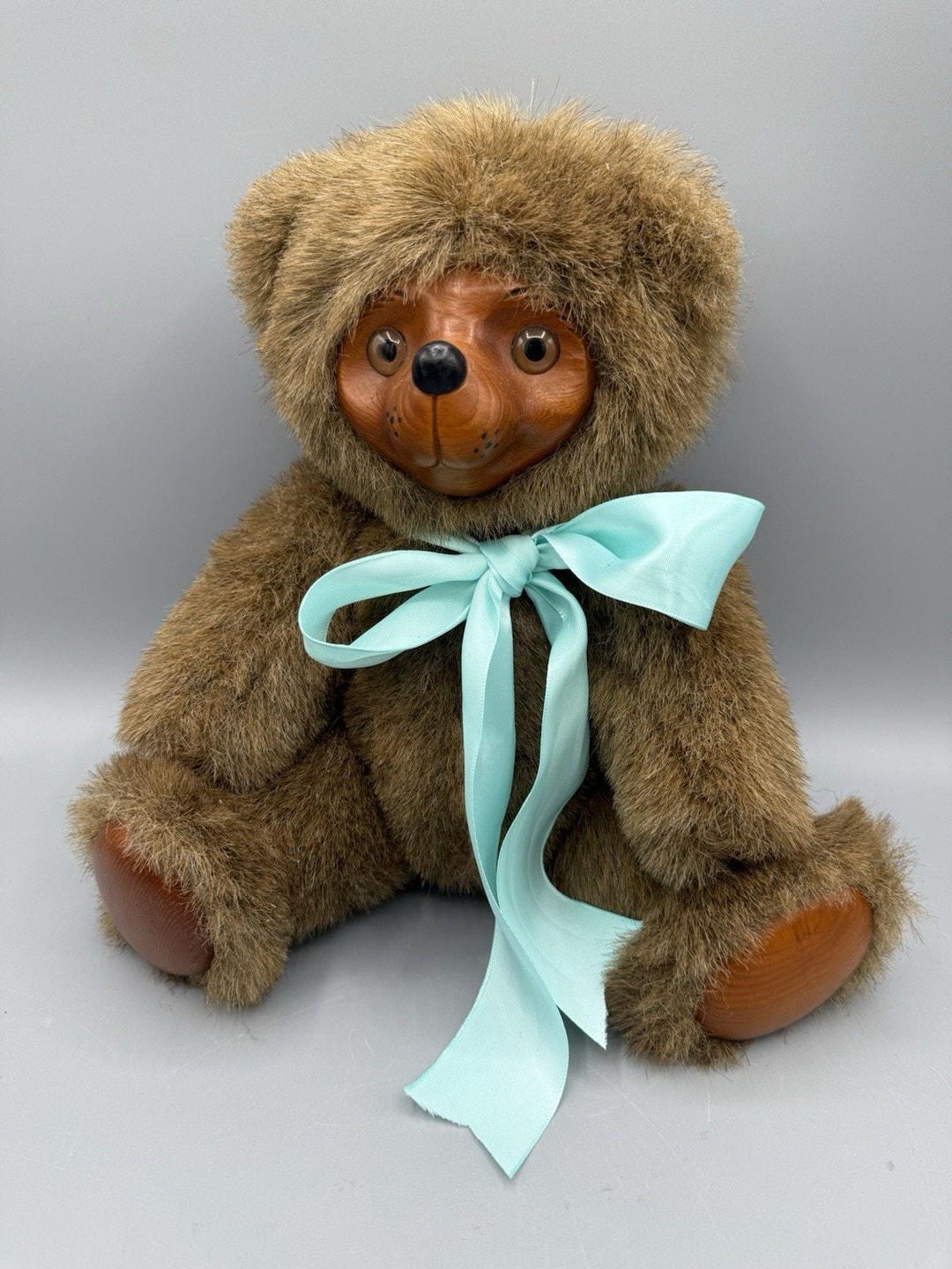 Raikes Bears by Applause 16” Plush Teddy Bear W/ Hand-carved Wood Face ...