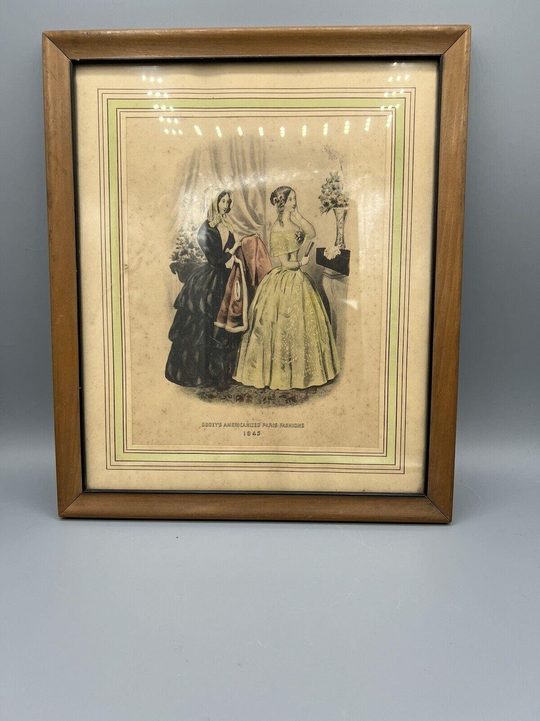 Vintage Framed Lithograph Print Godey's Americanized Paris Fashions ...