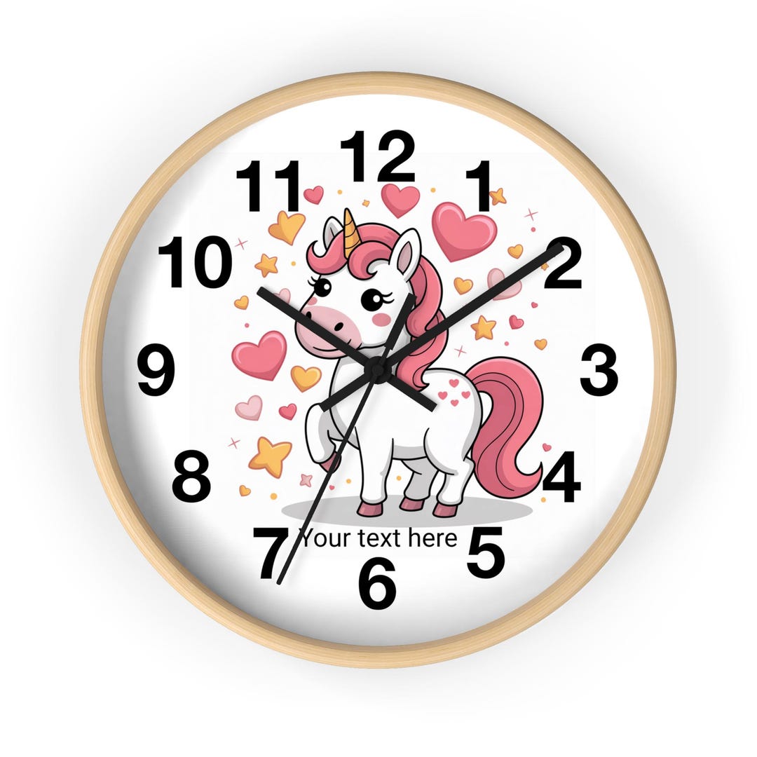 Personalized Unicorn Wall Clock for Kids, Custom Animal Clock ...