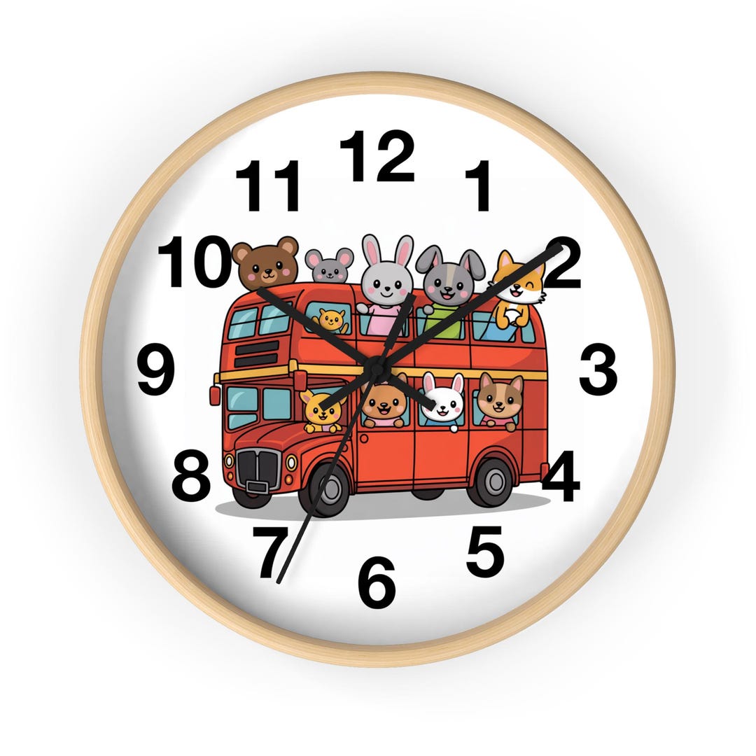 Unique Bus Clock, Custom Animal Clock, Funny Wall Clock, Cool Wall ...