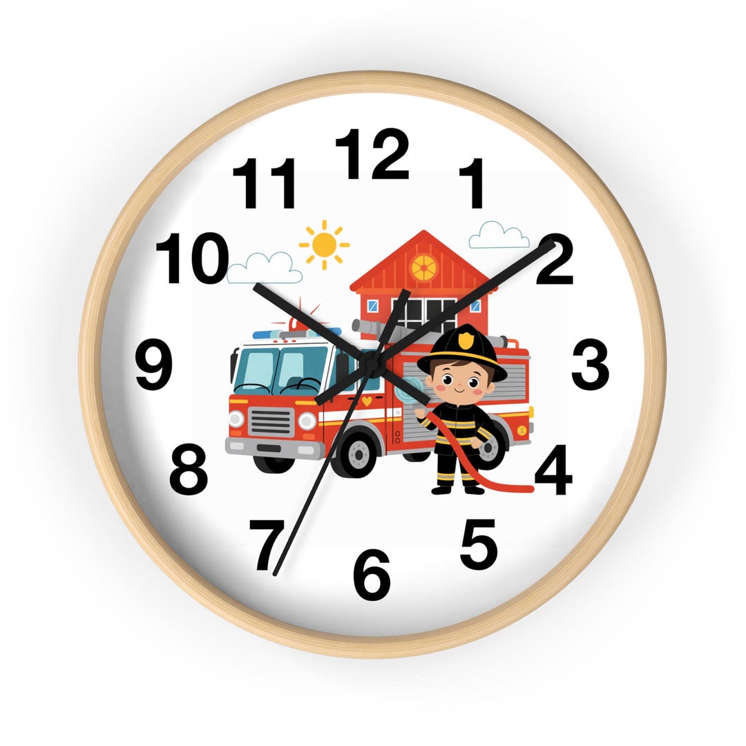 Fire Truck Clock, Custom Vehicle Clock, Unique Playroom Clock, Funny ...