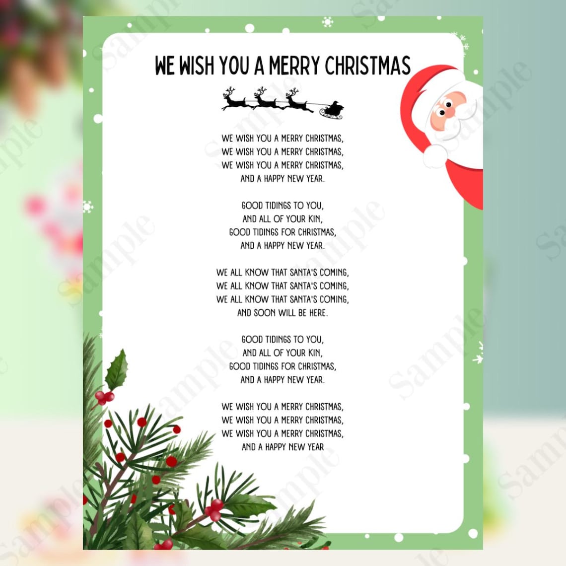 Christmas Caroling Lyrics, Printable Song Lyrics for Xmas Carols, X10 ...