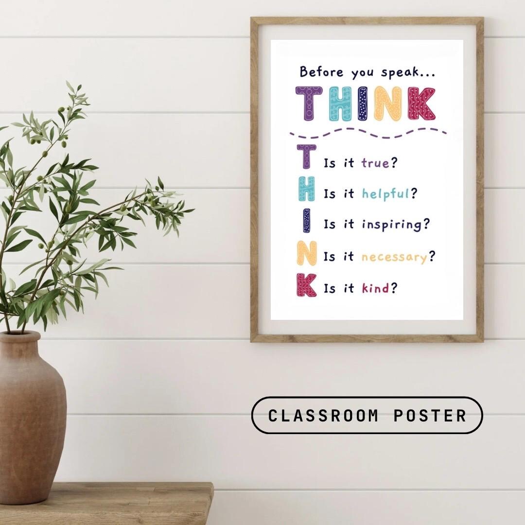 Think Classroom Poster, School Resources, Educational Art Print ...