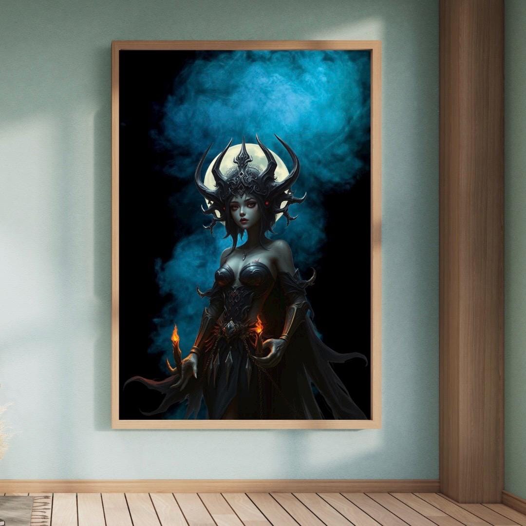 Digital Gothic Art Print, Wall Decor Poster, Gifts for Her, Video Game ...