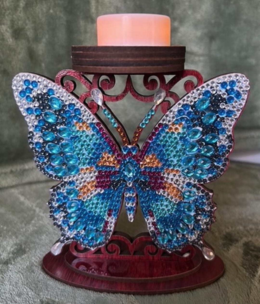 Tabletop Blue Butterfly Candle Holder - Etsy