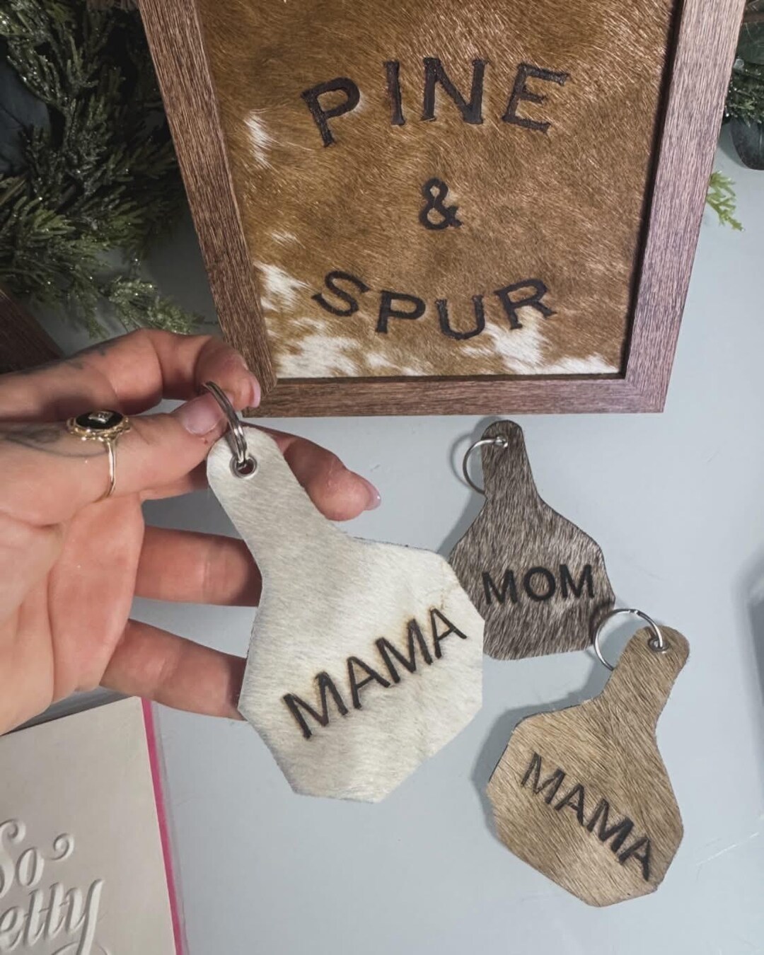 Mama / Mom Cow Ear Tag Keychain - Etsy