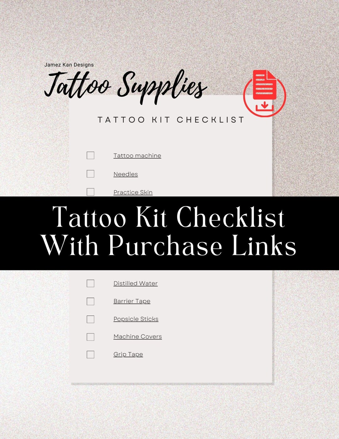 Tattoo Starter Kit Checklist: Supply List for Beginners (PDF) - Etsy
