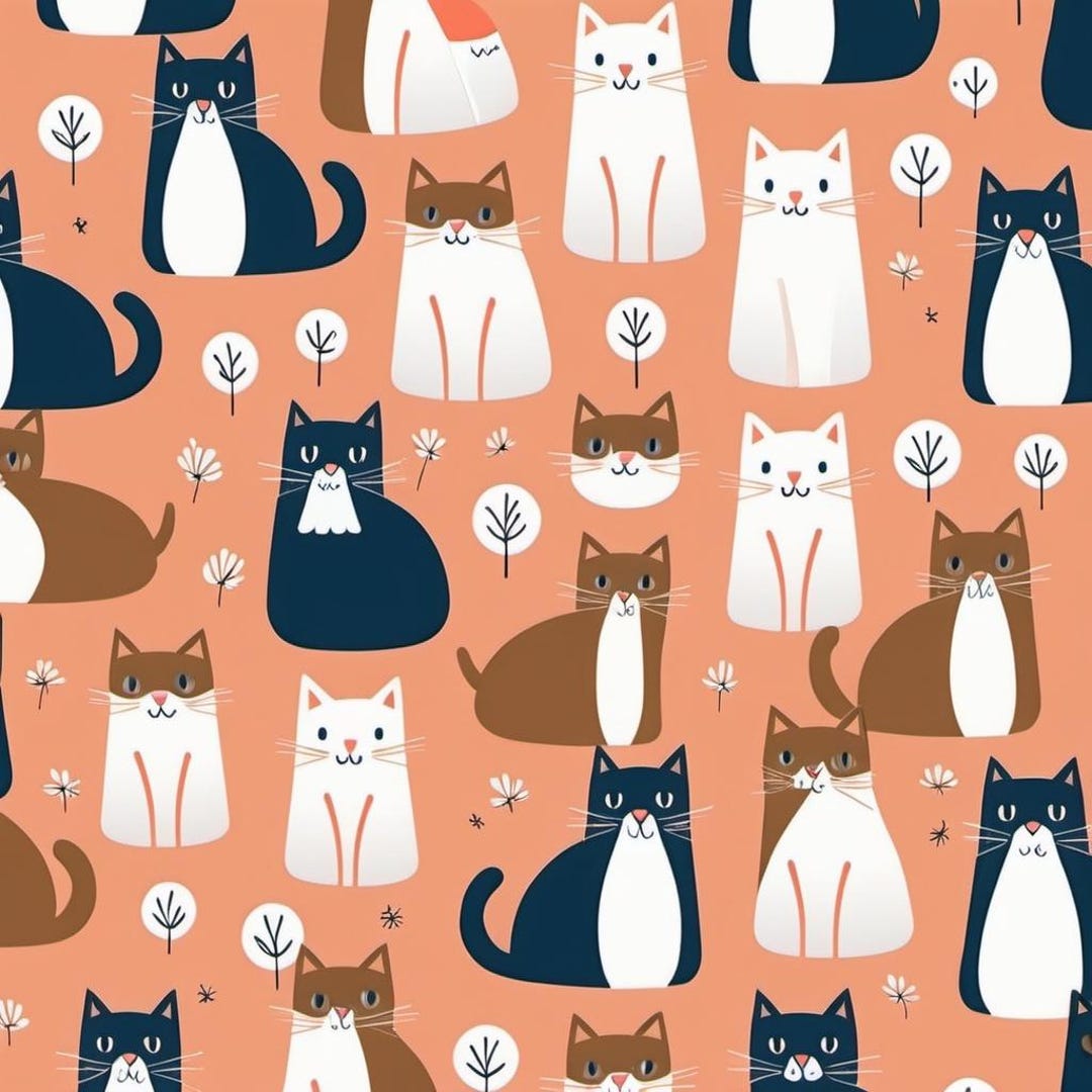 Cute Cat Wrapping Paper Pattern 4 Pack - Etsy