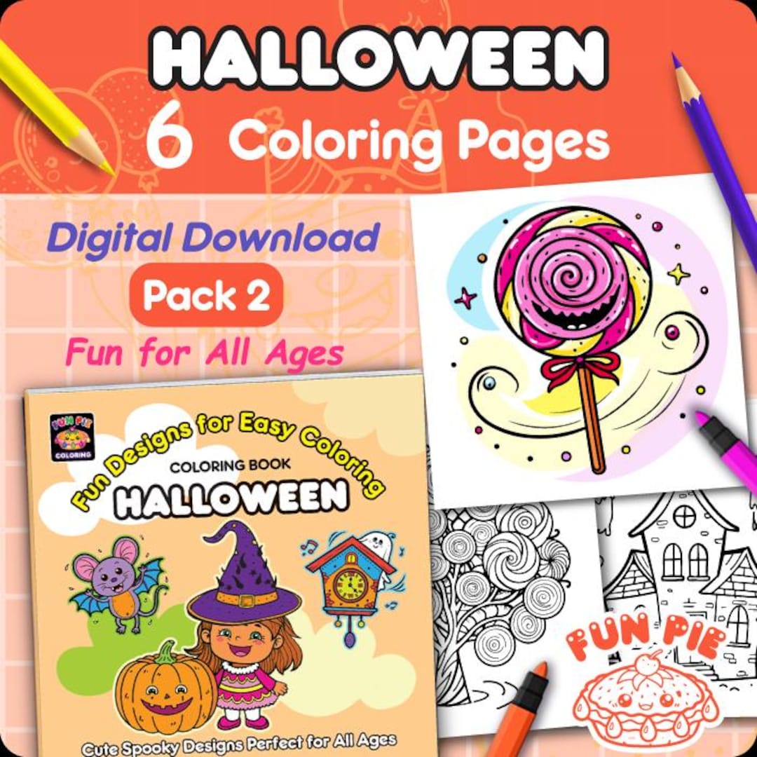 Spooky Halloween Coloring Pages: Easy Hand-drawn Designs (printable PDF ...