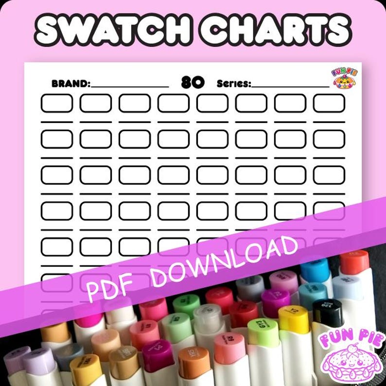 80-color Swatch Chart: Alcohol Marker & Pencil Reference (PDF Download ...