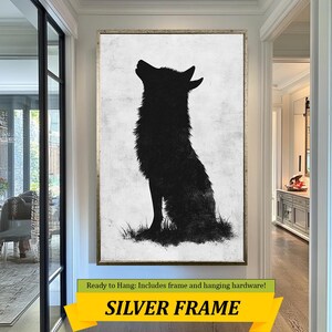 Howling Wolf Silhouette Wall Art | Minimalist Black and White Animal ...