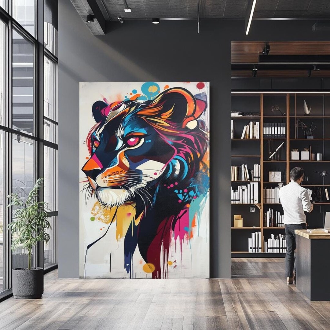 Vibrant Lioness Wall Art With Abstract Colors Bold Wildlife Artwork for ...
