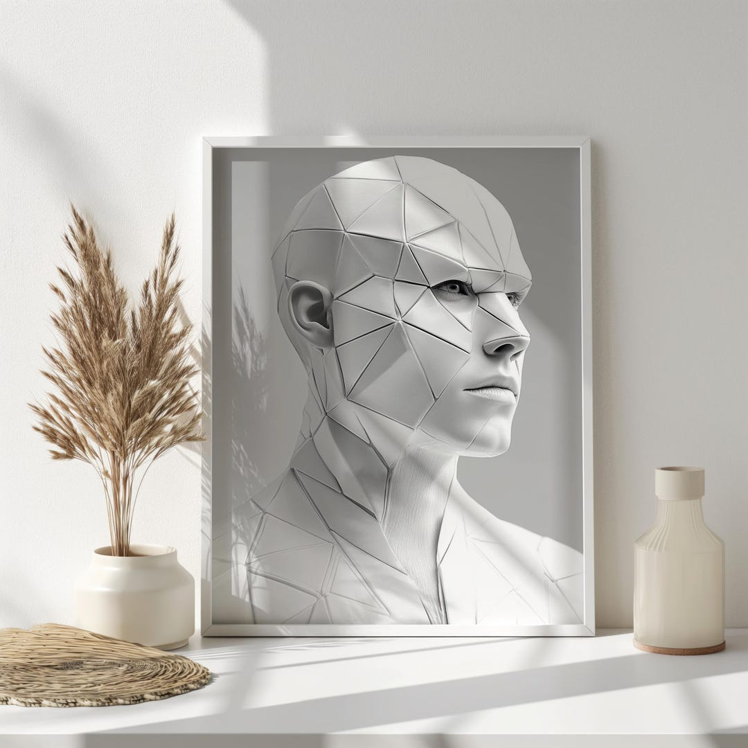 Geometric Face Abstract Wall Art | Modern Minimalist Canvas Print ...