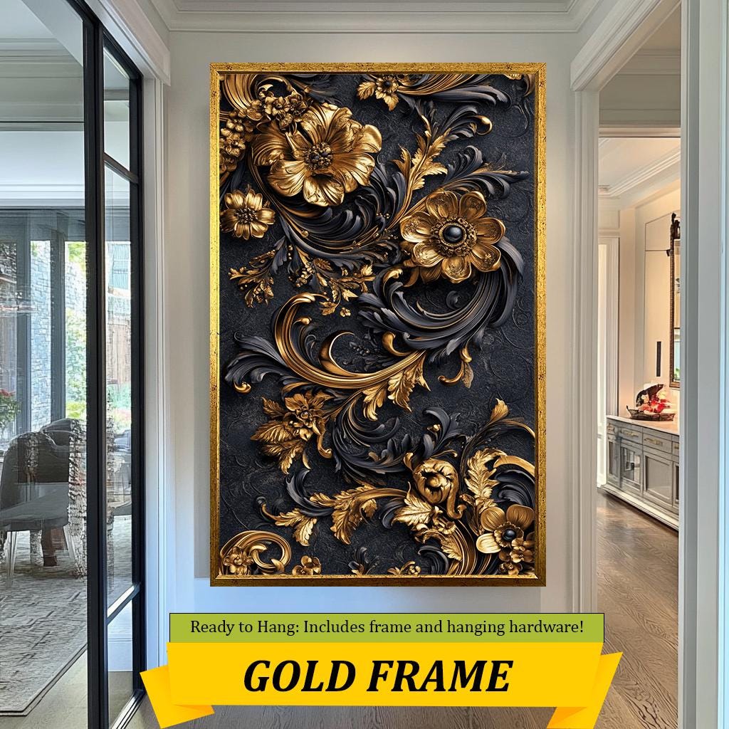 Maximalist Wall Art With Gold Floral Baroque Design | Luxury Gold ...