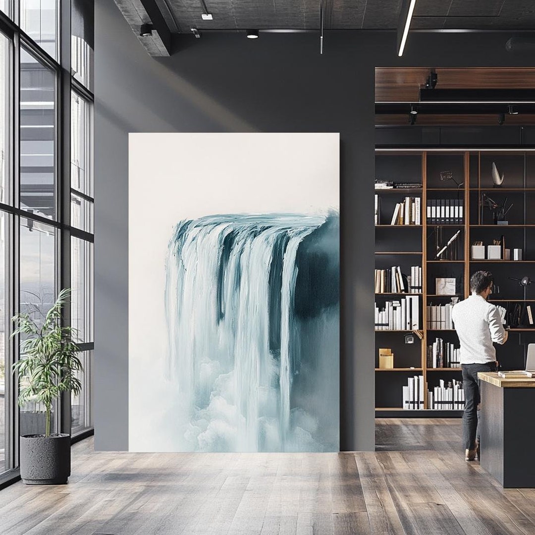 Minimalist Waterfall Wall Art Print | Abstract Nature-inspired Artwork ...