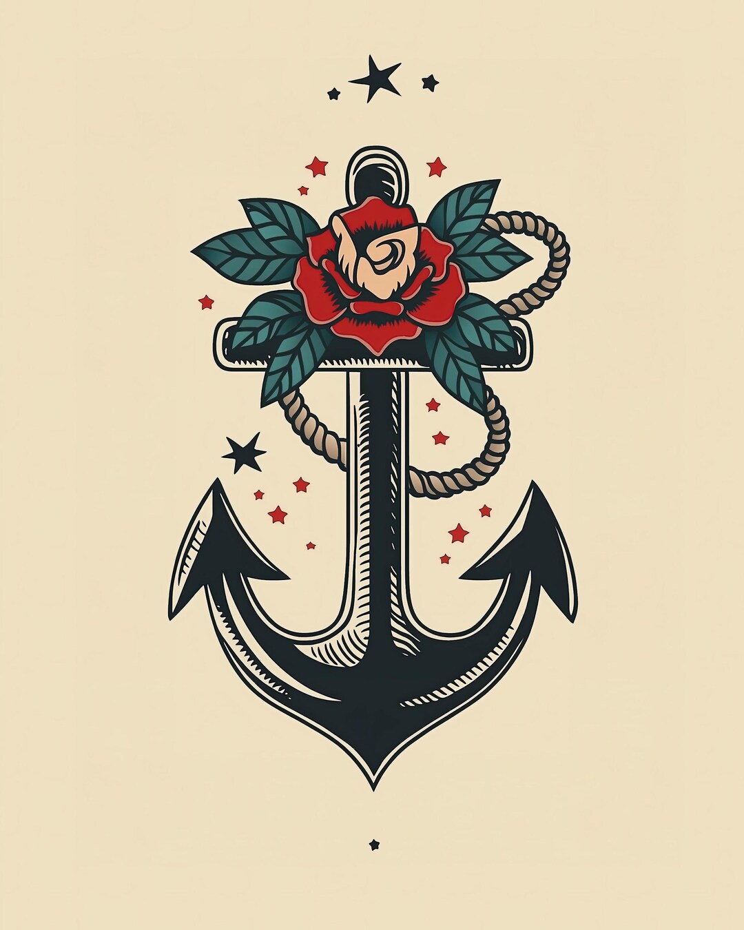 Floral Anchor Art Print - Digital Download of Anchor Wrapped in ...