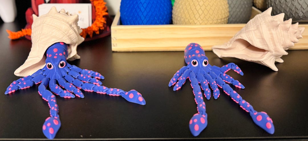 Sky the 3D Printed Squid With Shell - Etsy