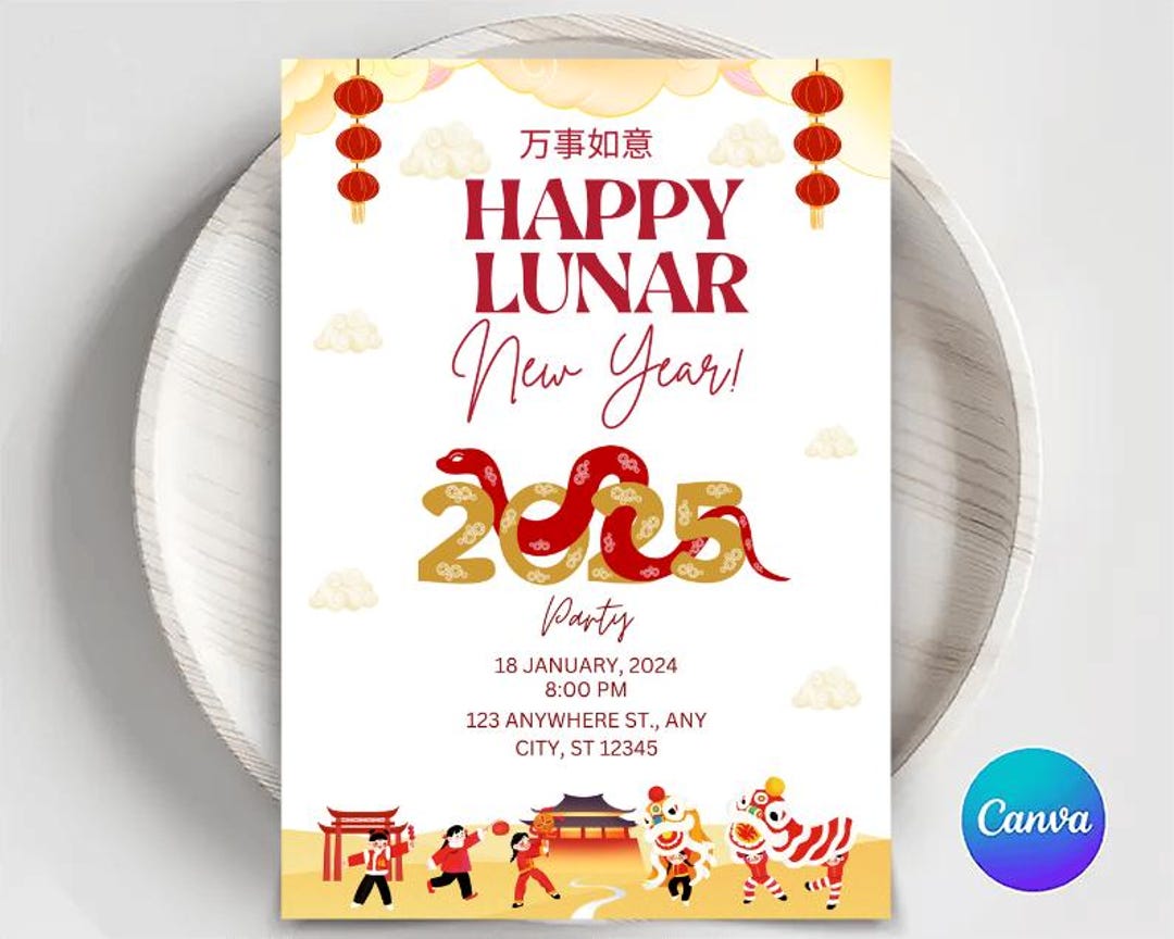 Editable Chinese New Year Invitation Template, Printable 2025 Year of ...