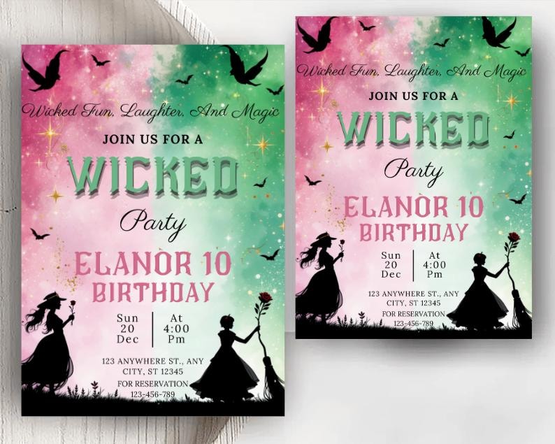 Wicked Birthday Party Invitation Wicked Party Invitation WICKED ...