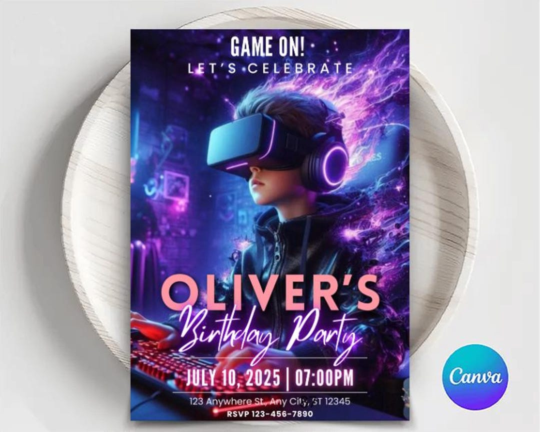 Editable VR Birthday Party Invitation, Virtual Reality Party, Instant ...