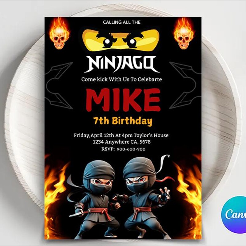 Ninja Invitation - Etsy