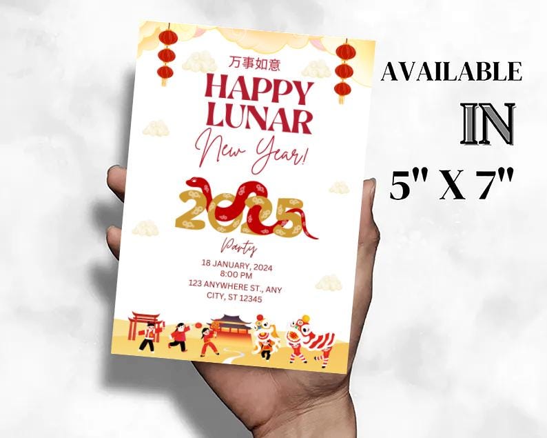 Editable Chinese New Year Invitation Template, Printable 2025 Year of ...