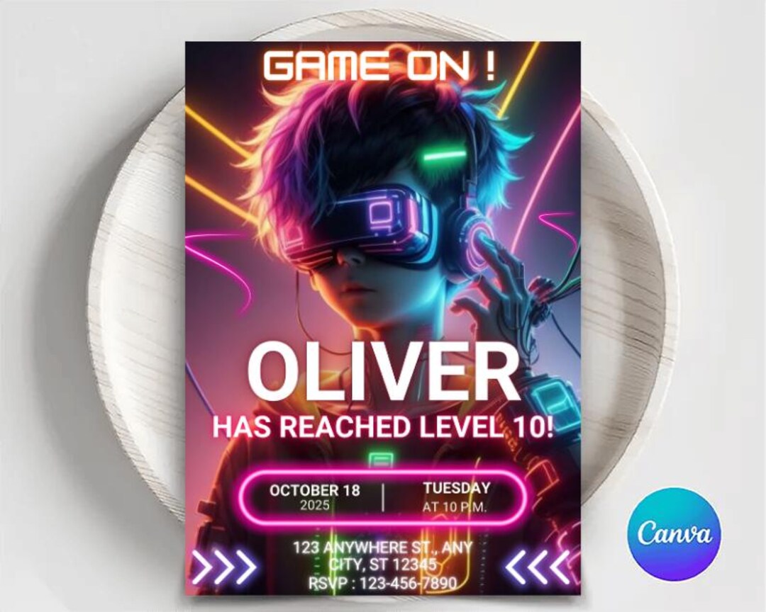 Editable VR Birthday Party Invitation, Virtual Reality Party, Instant ...