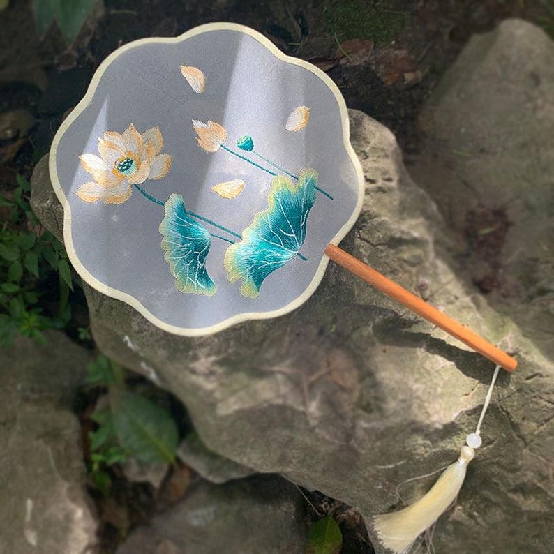 Chiffon Embroidered Hand Fans Custom Wedding Favor & Personalization ...