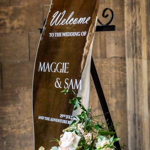 Acrylic Mirror With Wooden Stand – Welcome Sign for Weddings; Bridal ...