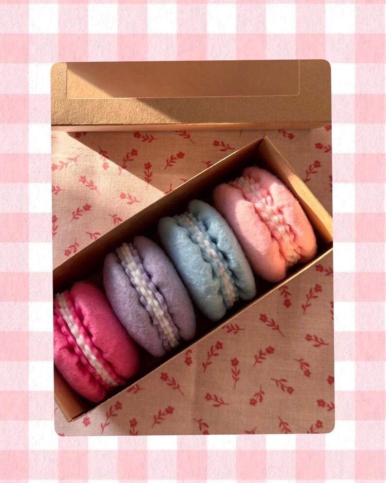 Felt Macarons, Handmade Felt Food Set, Pretend Play Dessert, Soft Toy ...
