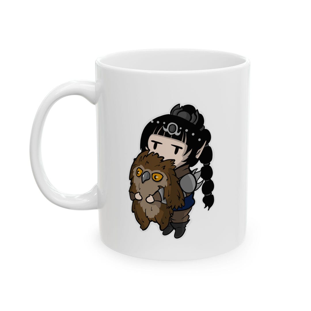 Cute Shadowheart With Owl Bear Baldurs Gate 3 BG3 DND Ceramic Mug, 11oz ...