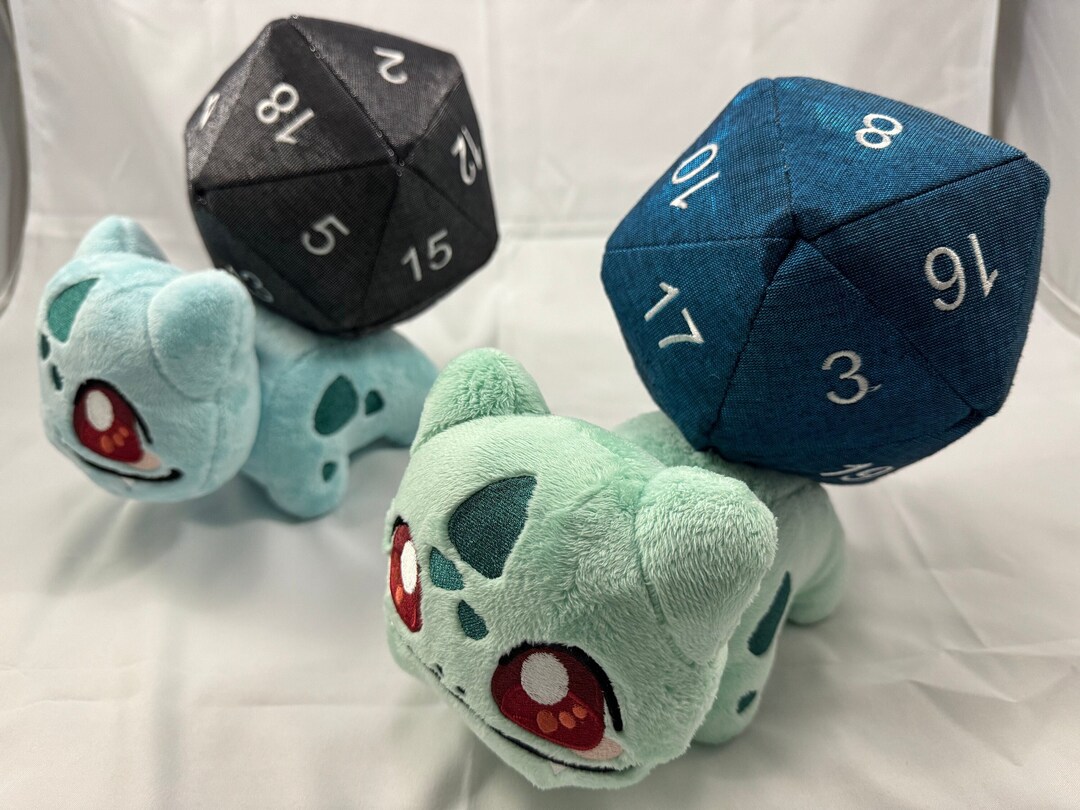 D20 Dice Inspired Bulbasaur Plush Handmade Fan RPG Game - Etsy