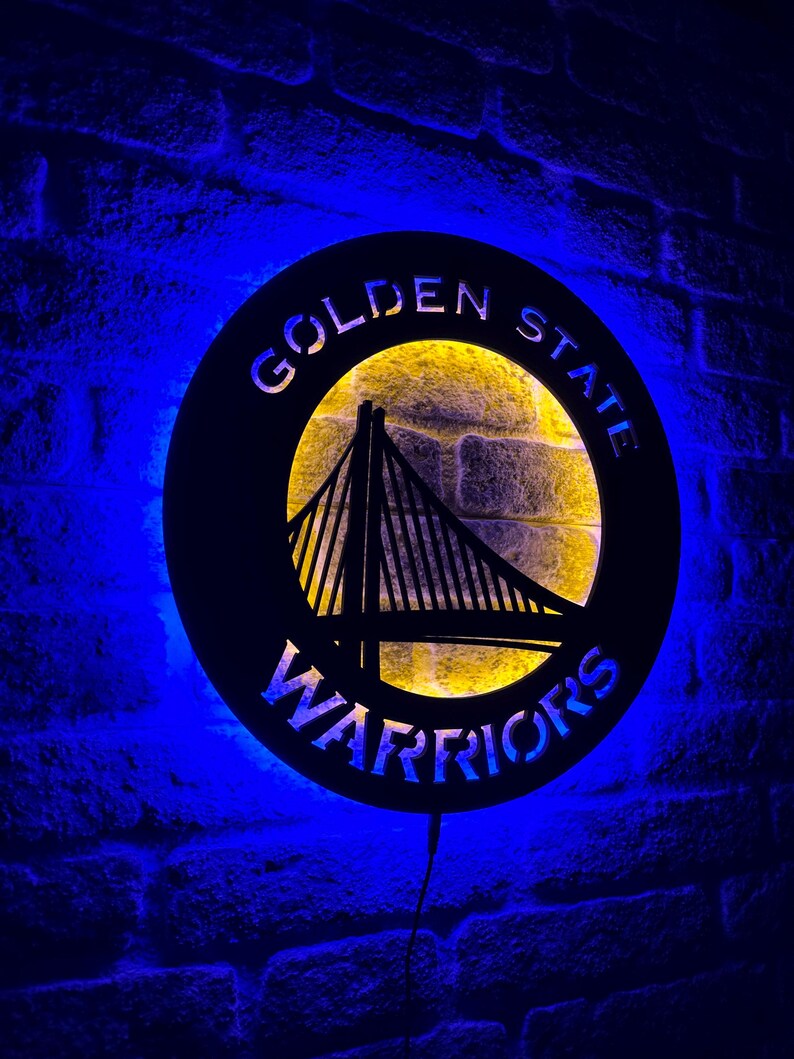 Golden State Warrior Led Sign, Golden State Warrior Wall Art, Golden ...