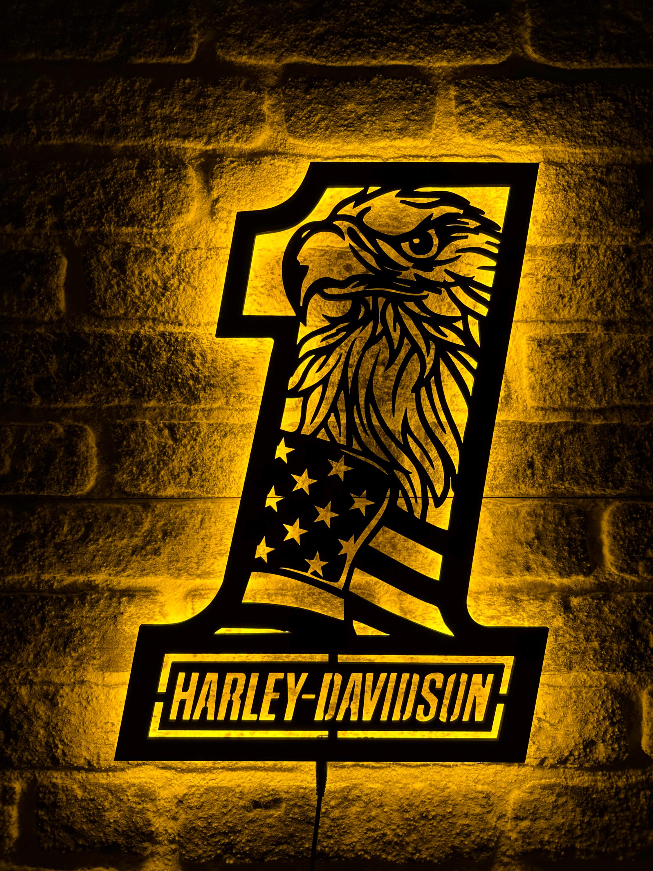 Harley Davidson 1 Led Sign, Harley Davidson 1 Wall Art, Harley Davidson ...