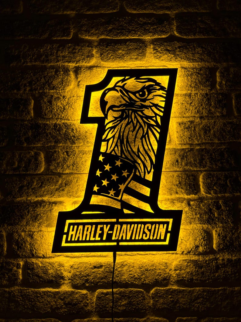 Harley Davidson 1 Led Sign, Harley Davidson 1 Wall Art, Harley Davidson ...