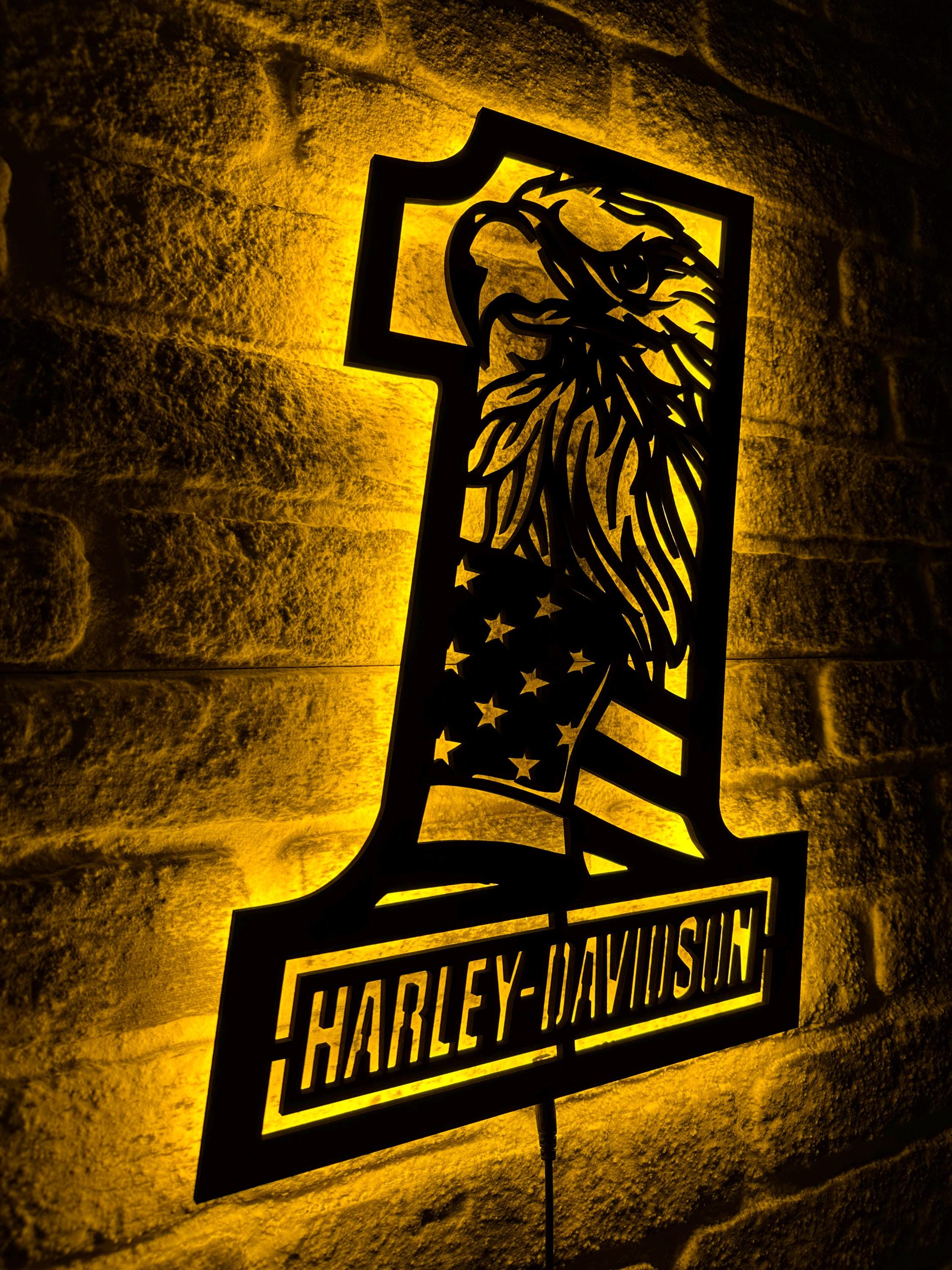 Harley Davidson 1 Led Sign, Harley Davidson 1 Wall Art, Harley Davidson ...