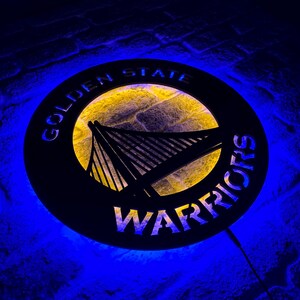 Golden State Warrior Led Sign, Golden State Warrior Wall Art, Golden ...