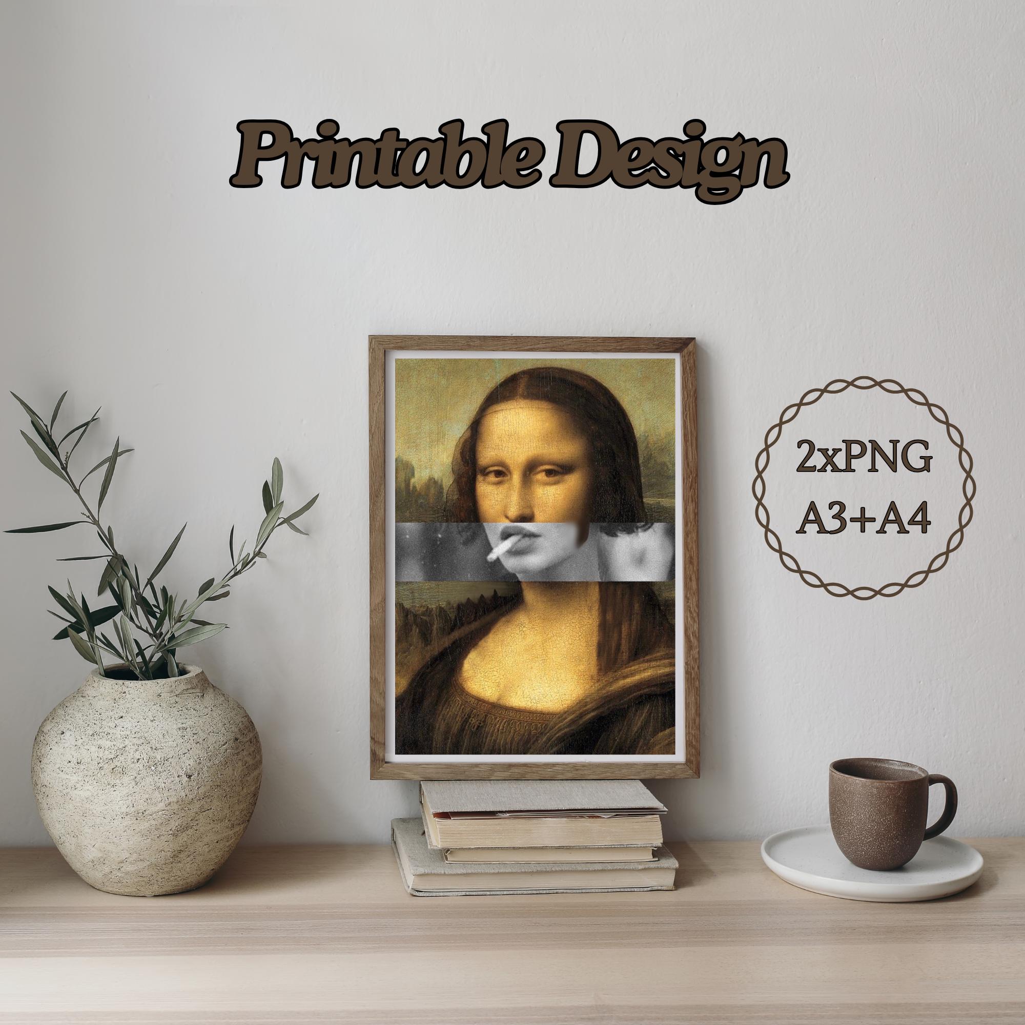 Printable Mona Lisa Smoking Design - Instant Download - Etsy