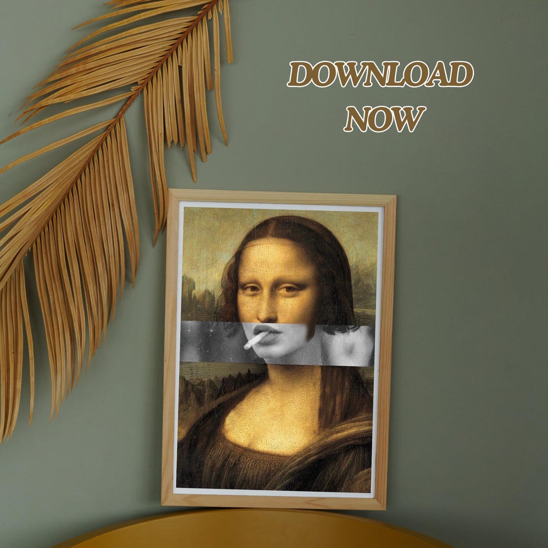 Printable Mona Lisa Smoking Design - Instant Download - Etsy