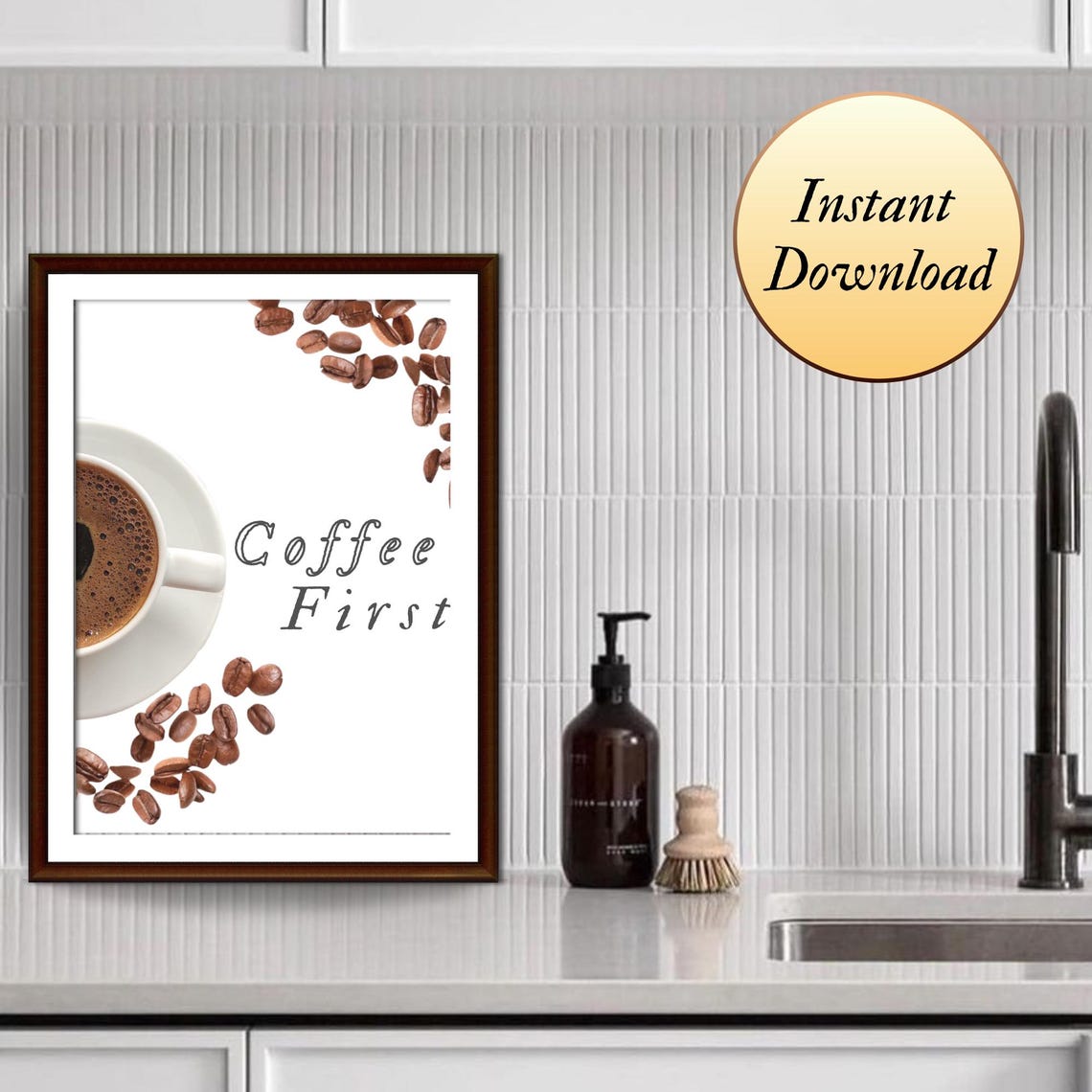 Digital Wall Art - Coffee First | Printable Wall Design - Etsy