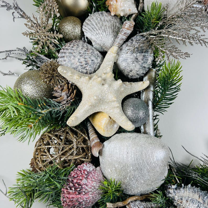 Christmas Seashell Wreath. Handpicked and Decorated All Natural ...