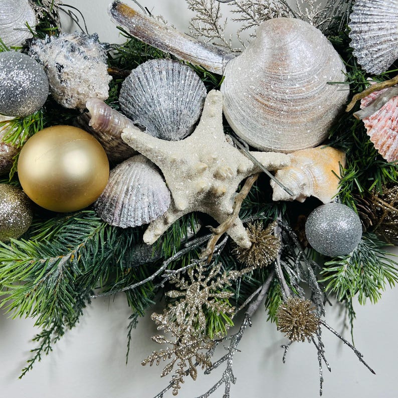 Christmas Seashell Wreath. Handpicked and Decorated All Natural ...
