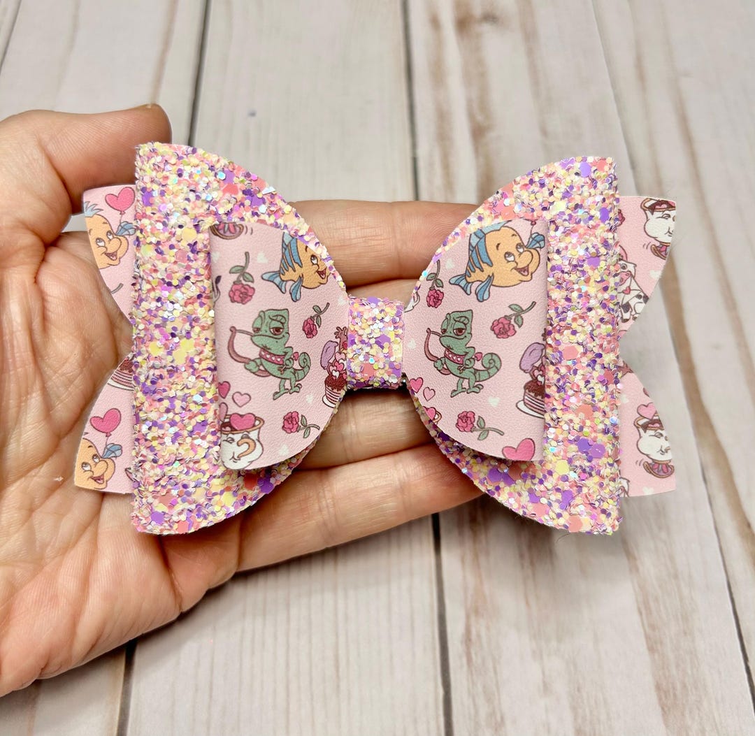 Disney Sidekicks Flounder Pascal Chip Pink Glitter Hair Bow Clip - Etsy