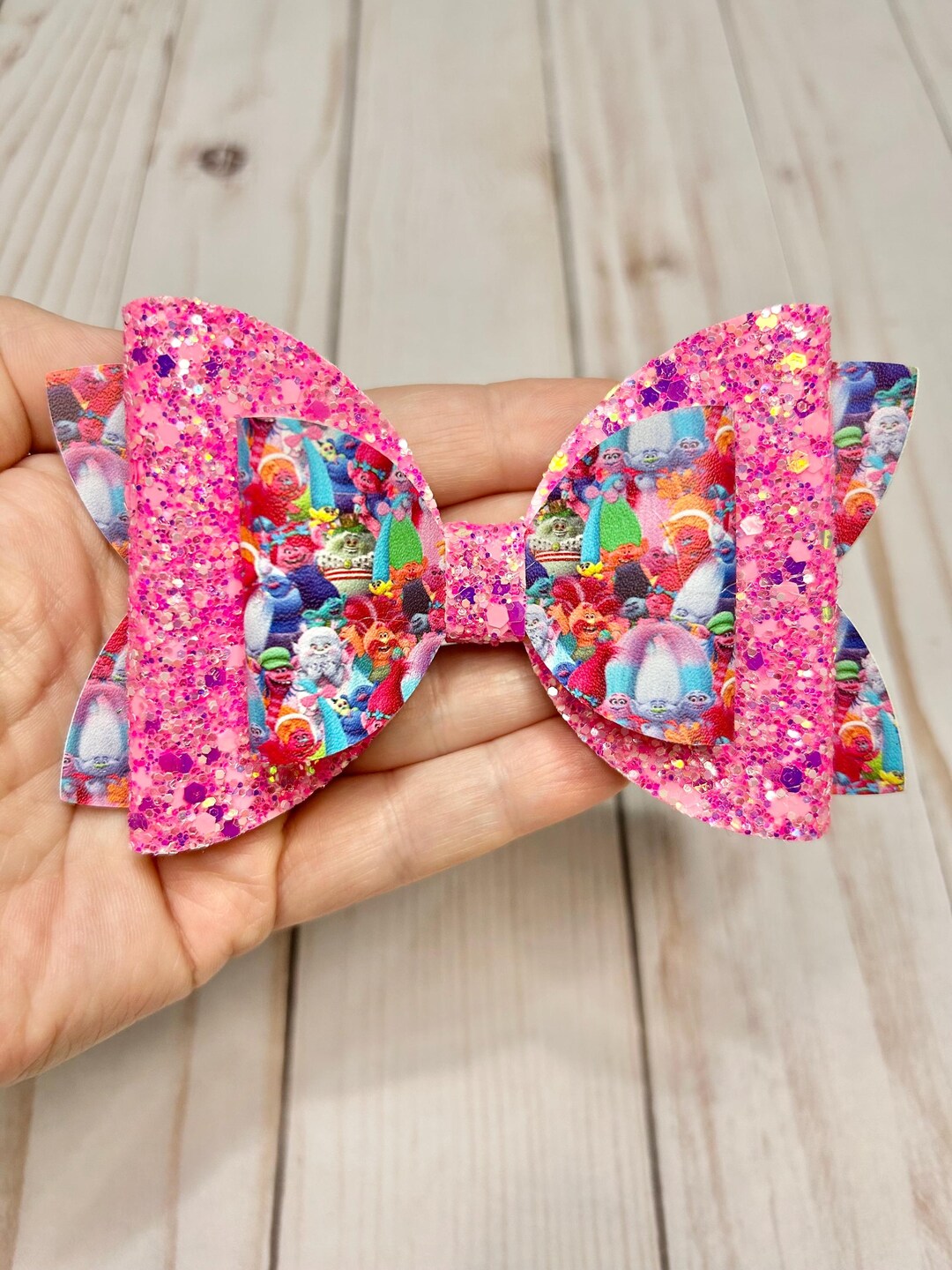 Trolls Princess Poppy Pink Glitter Hair Bow Clip - Etsy
