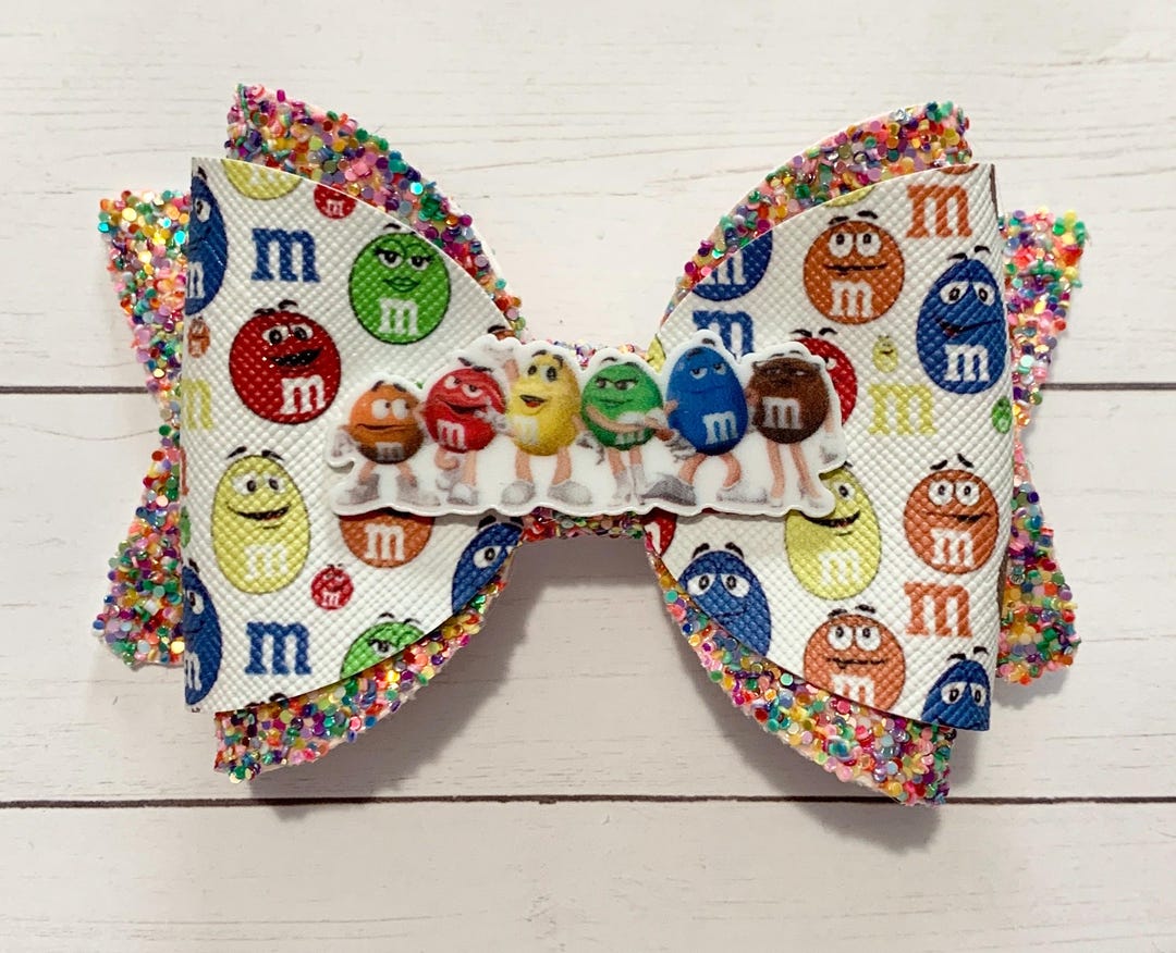 M&ms Candy Rainbow Hair Bow Clip - Etsy